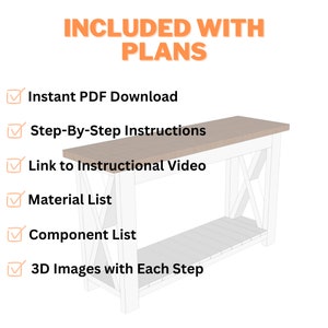Console Table Plans - Step-by-step Instructions (PDF) - Etsy