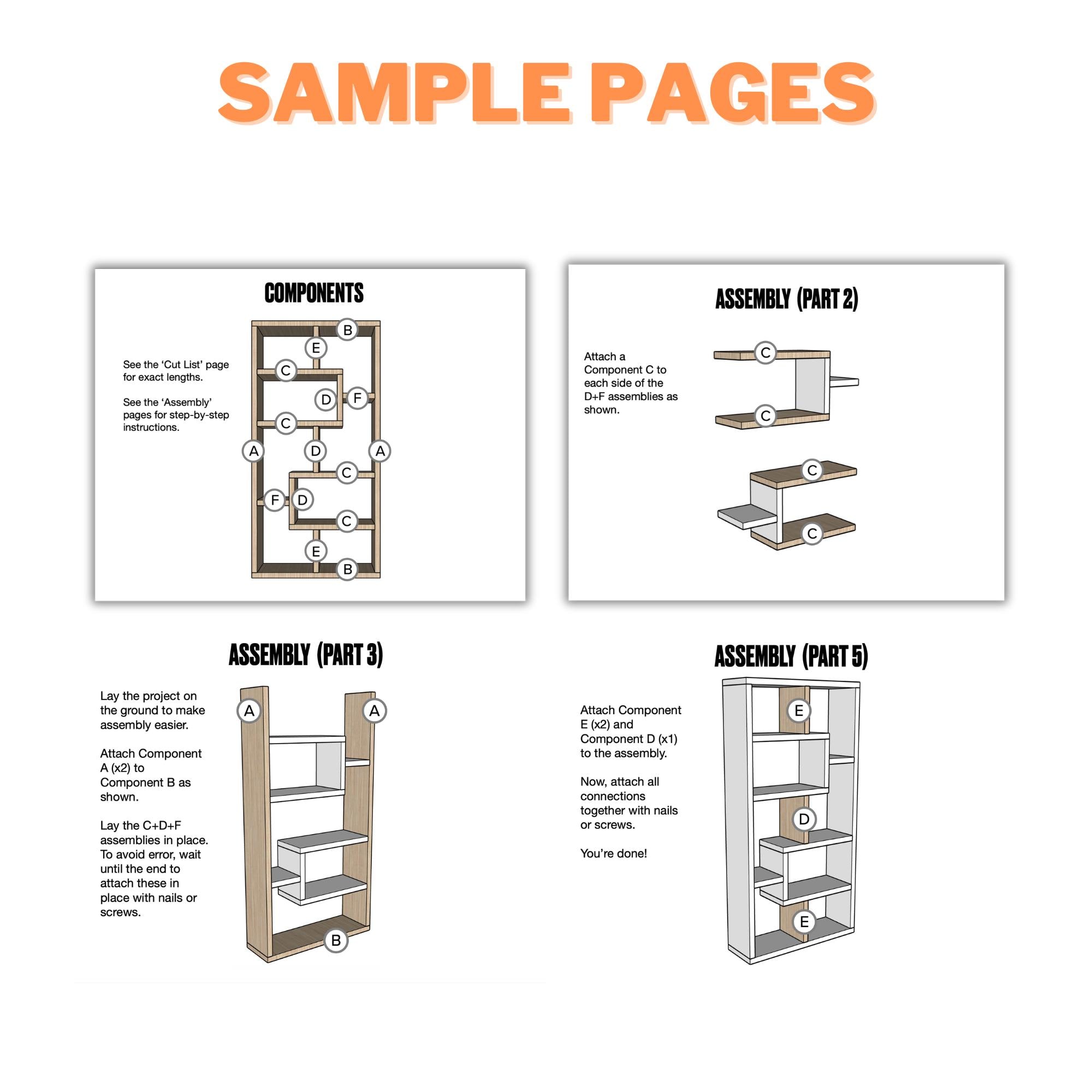DIY Bookshelf Plans: Step-by-step Woodworking Instructions (36" X 72 ...