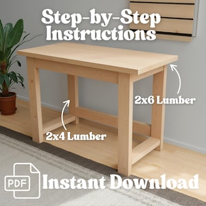2x4 Desk Plans - Step-by-step Instructions (PDF) - Etsy