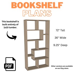 DIY Bookshelf Plans: Step-by-step Woodworking Instructions (36" X 72 ...