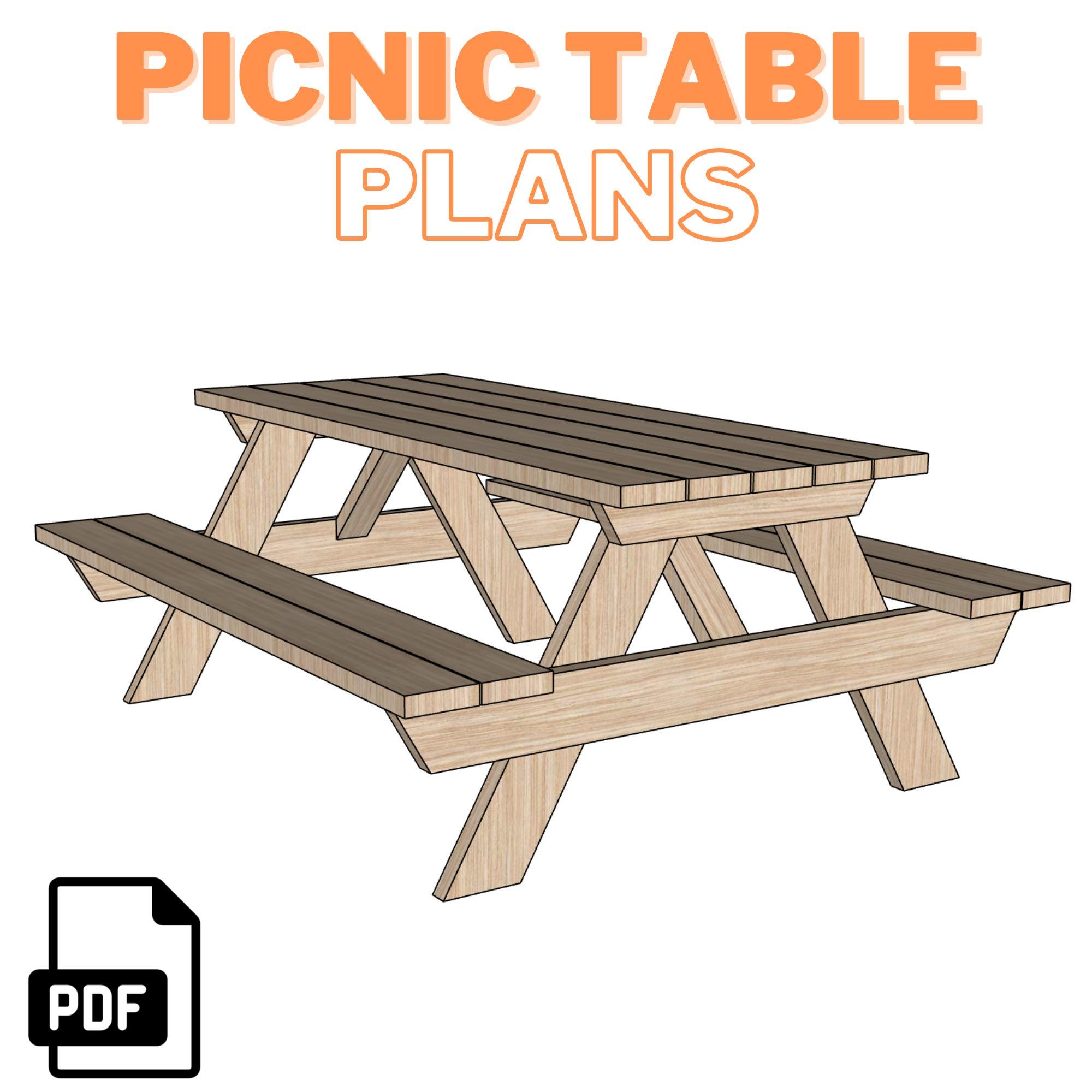Picnic Table Plans - Step-by-step Instructions (PDF) - Etsy