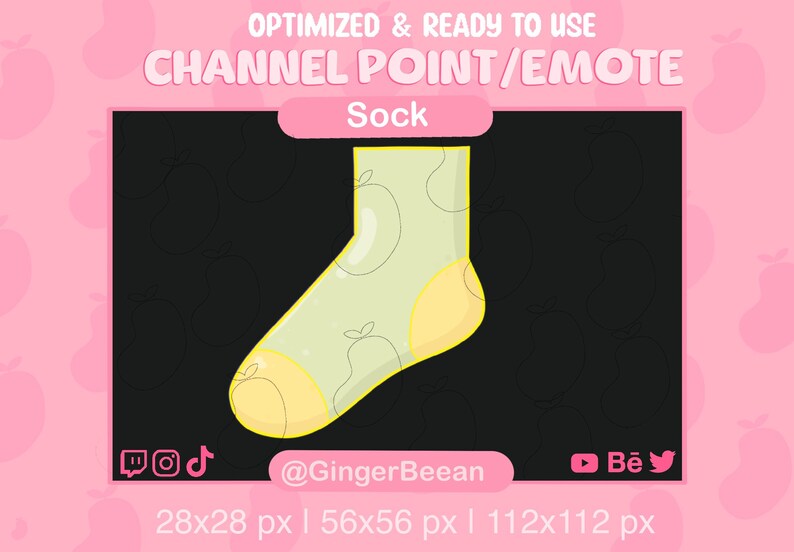 Cute Yellow Sock Emote/channel Point Sock Twitch Streamer Graphics Aesthetic Kawaii - Etsy