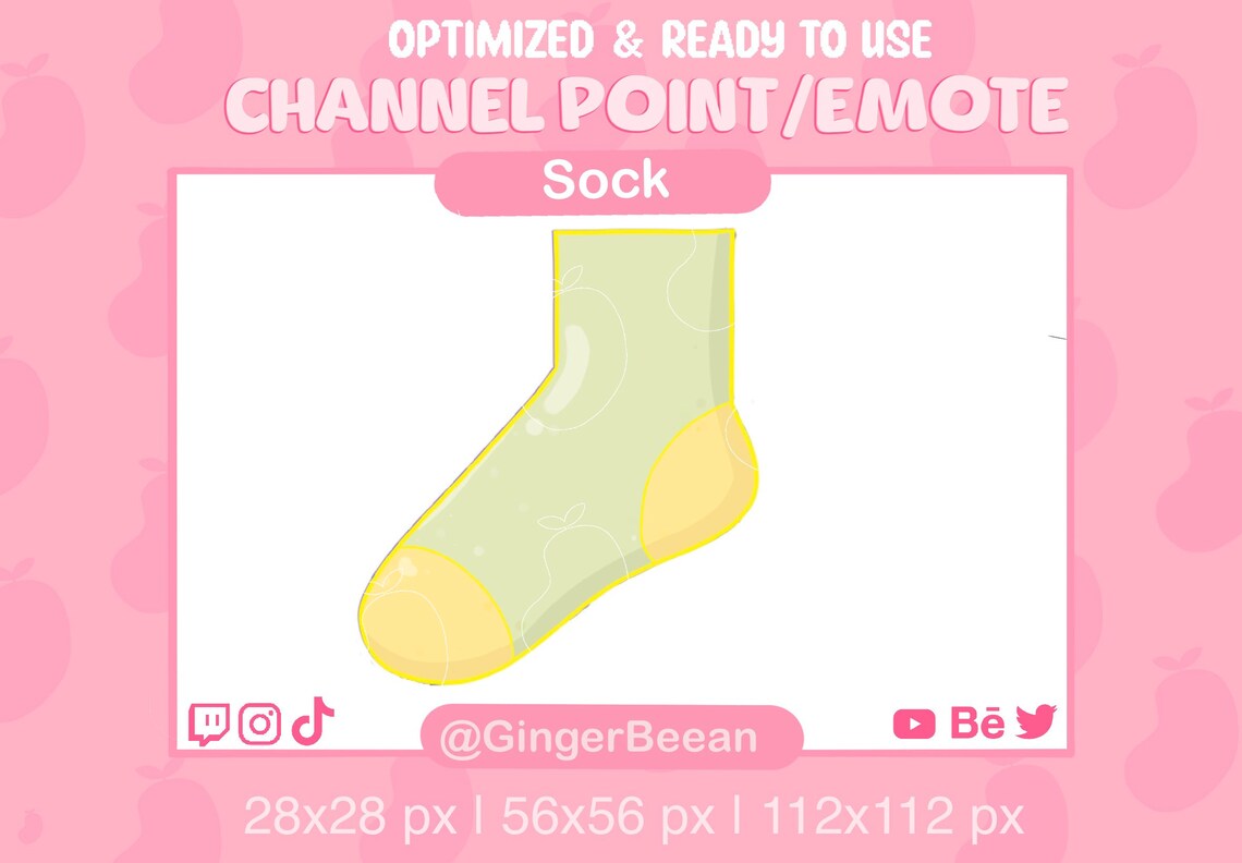 Cute Yellow Sock Emote/channel Point Sock Twitch Streamer Graphics ...
