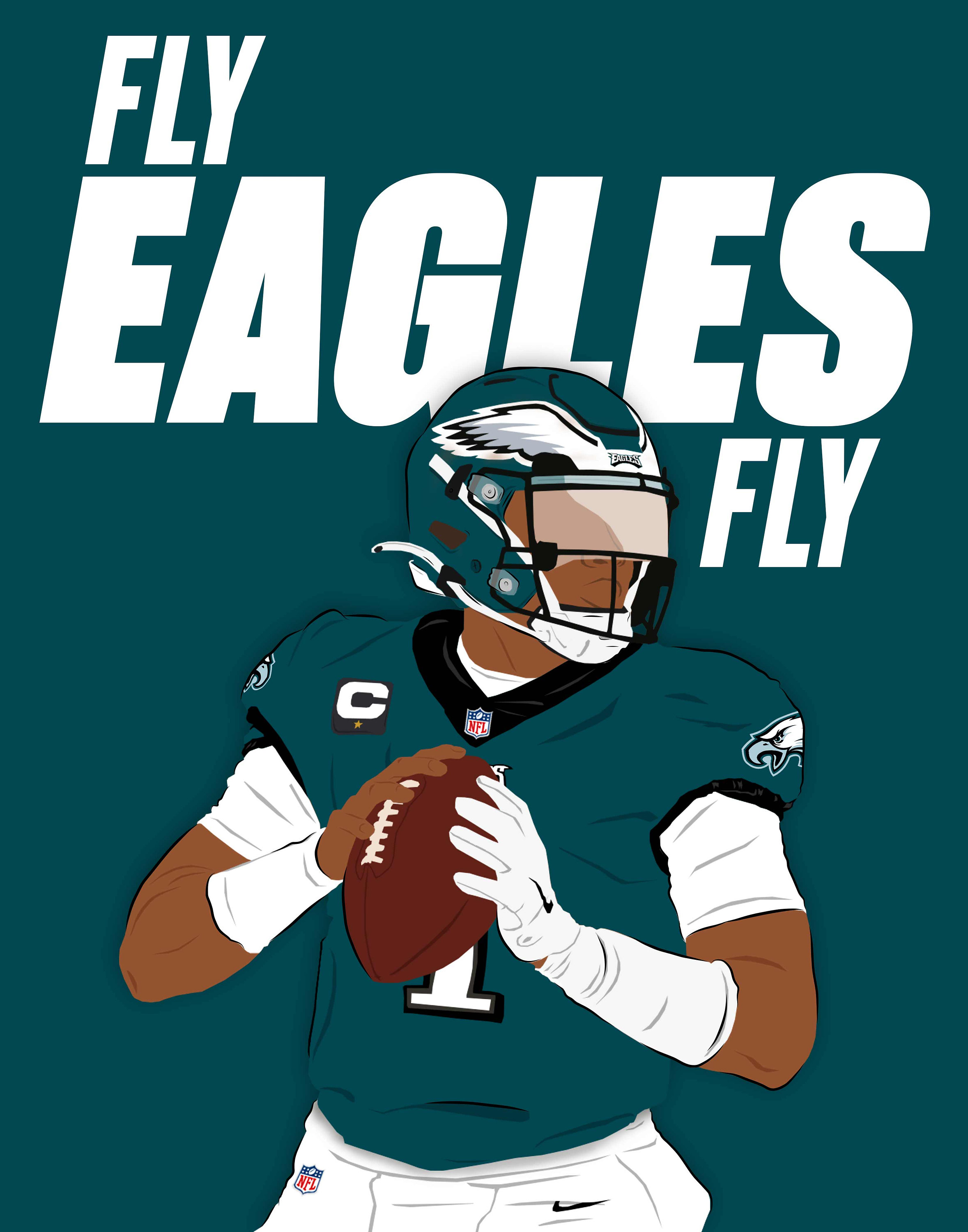 Jalen Hurts Eagles Hand Drawn Print - Etsy