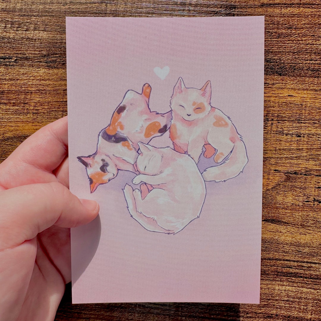 Soft Pastel Cat Kitten Art Print small/medium - Etsy