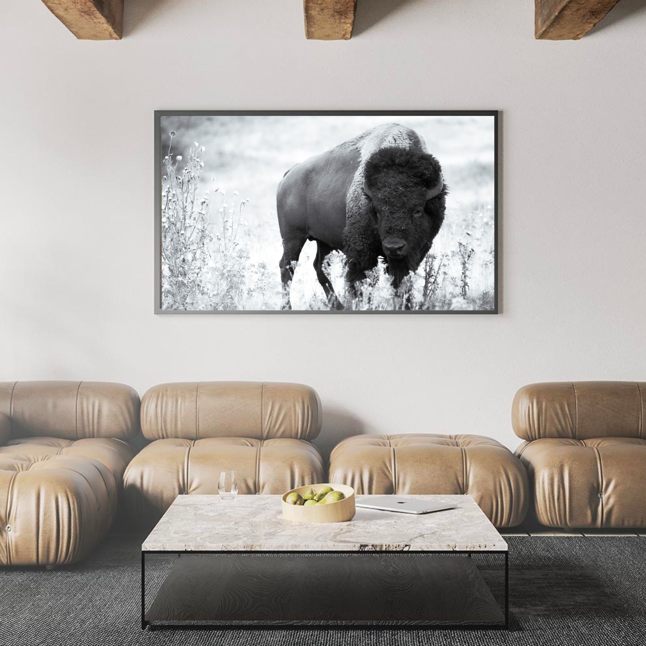 Buffalo Print - Gorgeous, Black & White Bison Buffalo Photography ...