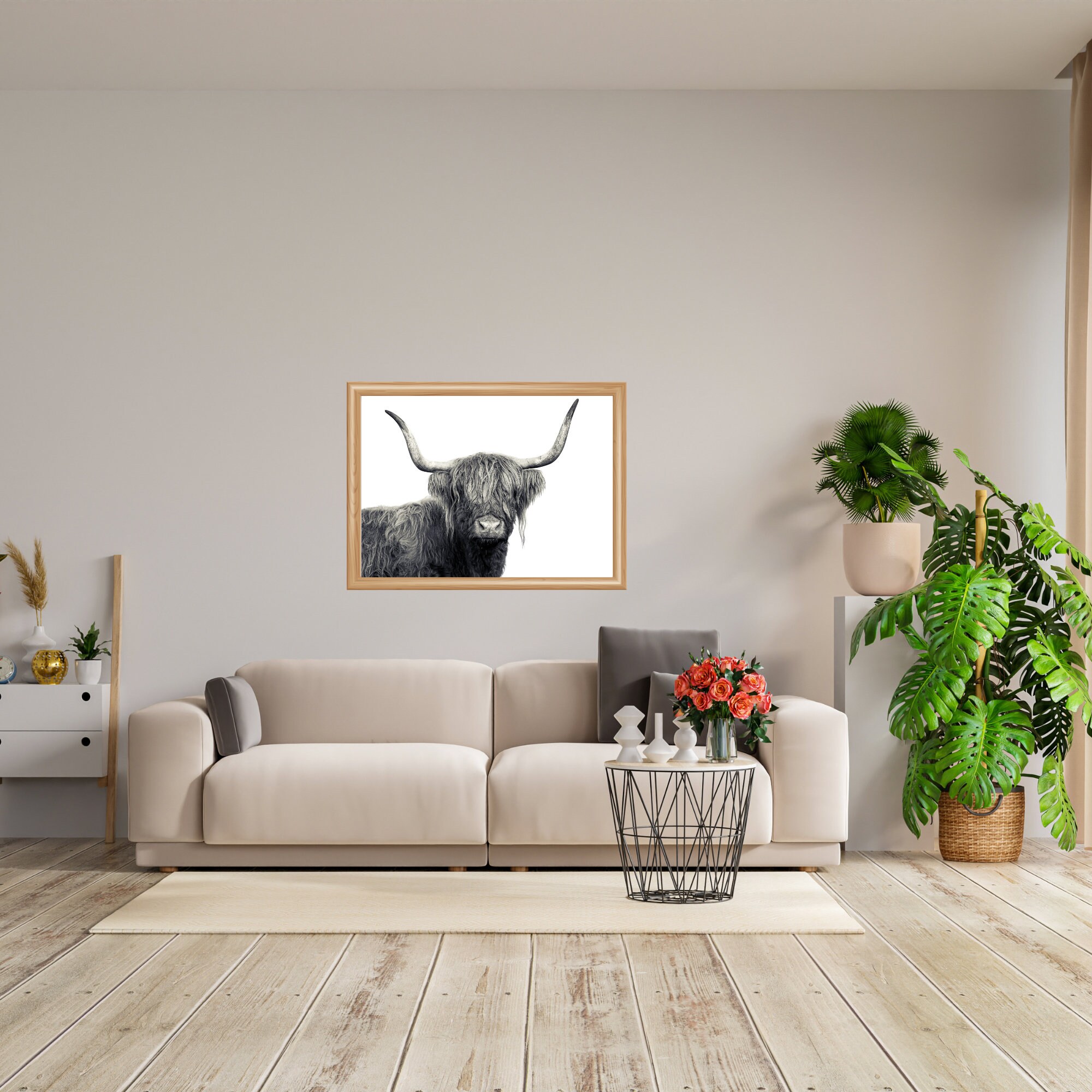Highland Cow Print - Printable Wall Art - Black & White, Cozy Room ...