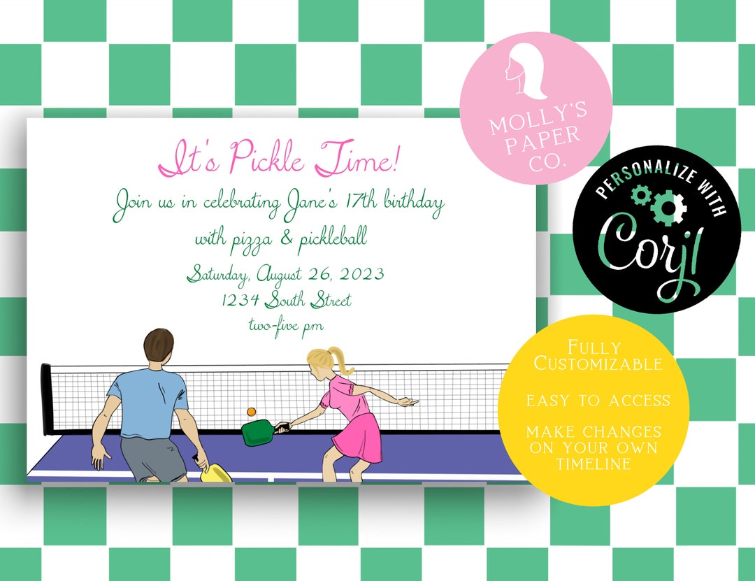 Pickleball Party Invitation: Birthday Party Invitation Can - Etsy