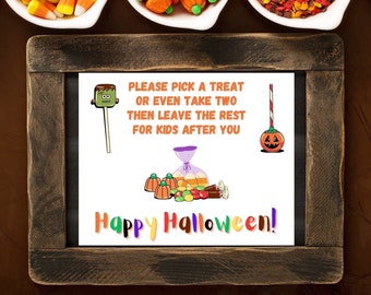 Halloween Candy Bowl Sign Digital Download, Please Take Two Candy Bowl ...