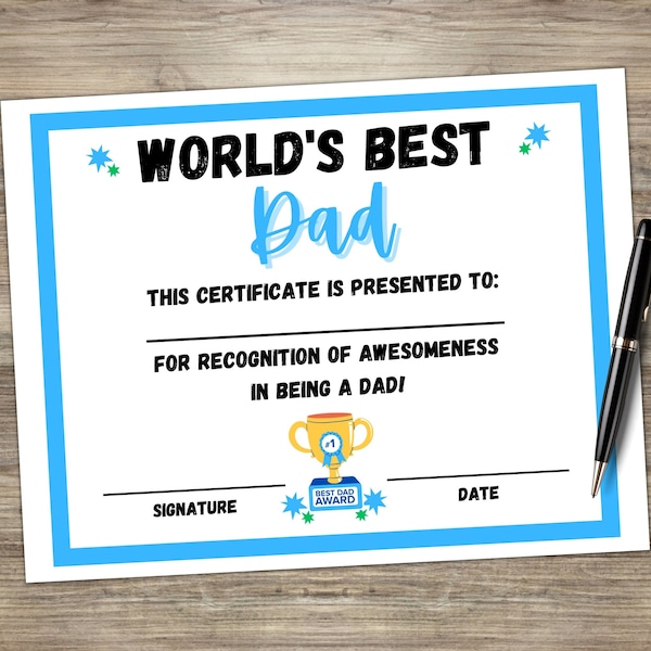 Best Daughter Award Certificate - Etsy