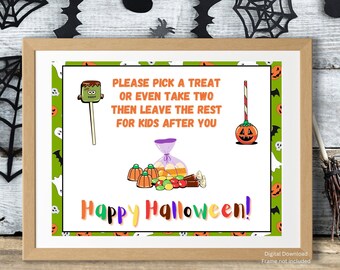 Halloween Candy Bowl Sign Digital Download, Please Take Two Candy Bowl ...