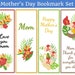 Mother's Day Bookmark Set, Happy Mothers Day Bookmarks, Mothers Day ...