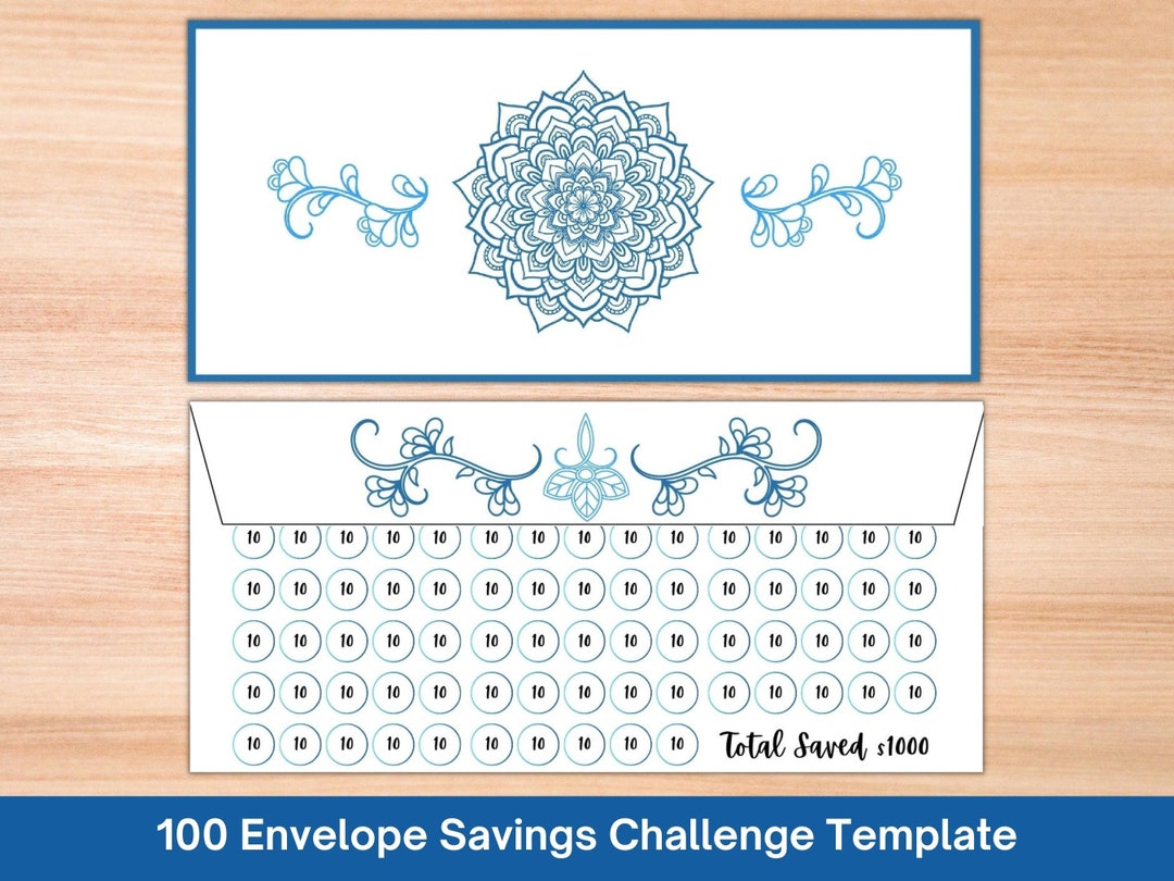 100 Envelope Challenge Printable, 10K Challenge Envelope Template - Etsy