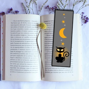 Cute Black Cat Bookmark Printable, Whimsical Witchy Cat Book Mark Set ...