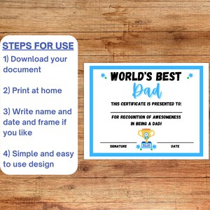 Best Dad Certificate of Appreciation Template Printable, Best Father ...