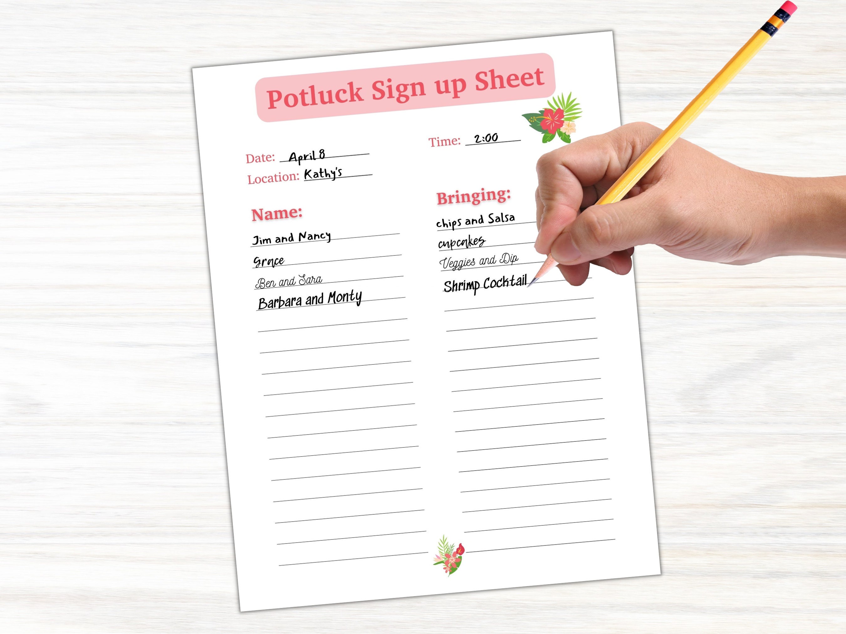 Potluck Sign up Sheet, Food Sign up Sheet, Printable Party Snack Sign ...