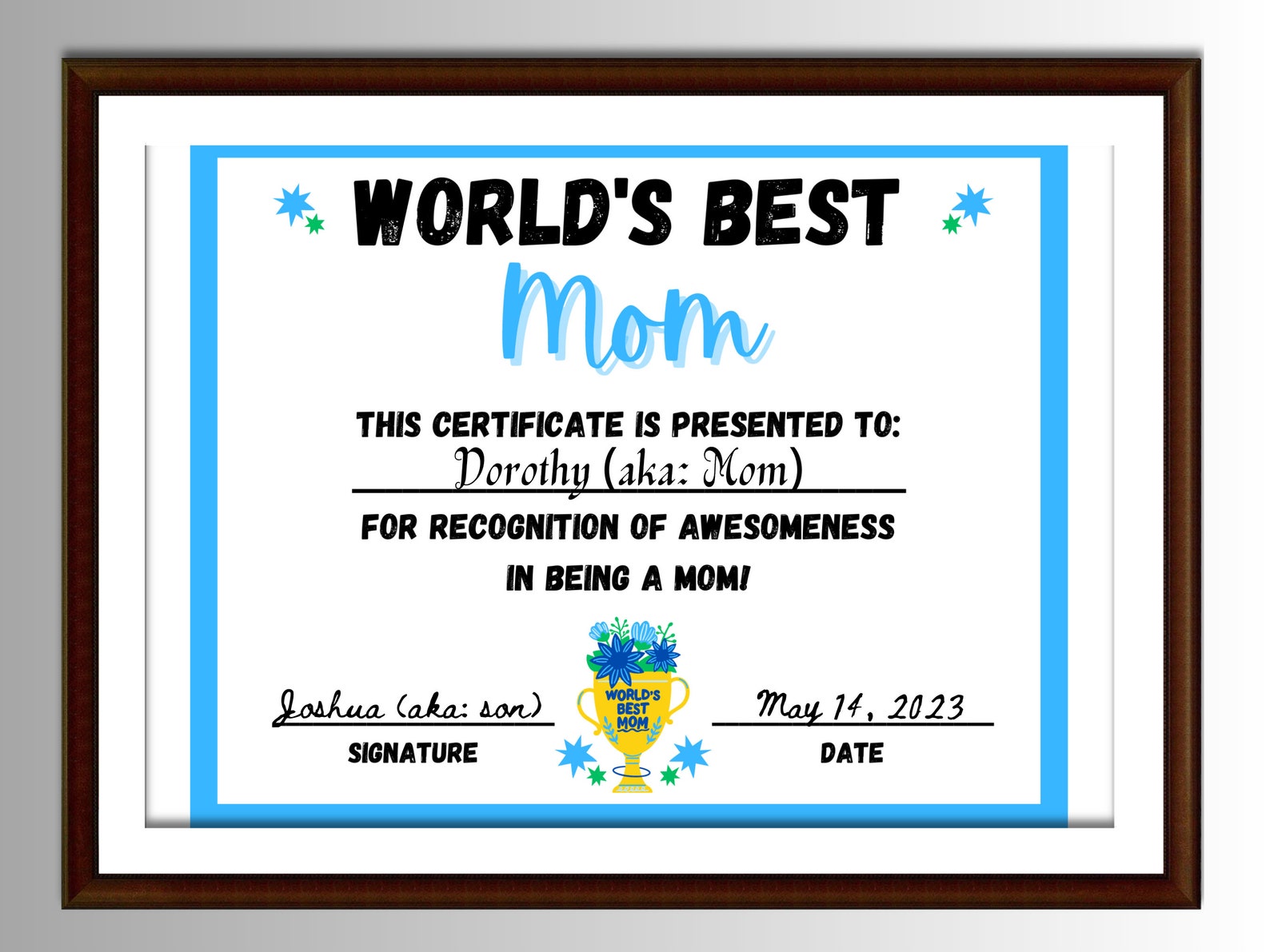 World's Best Mom Certificate of Appreciation Template Printable, Best ...