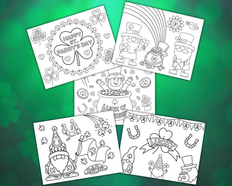 St Patrick's Day Coloring Pages, Printable Cute Leprechaun and Gnome ...