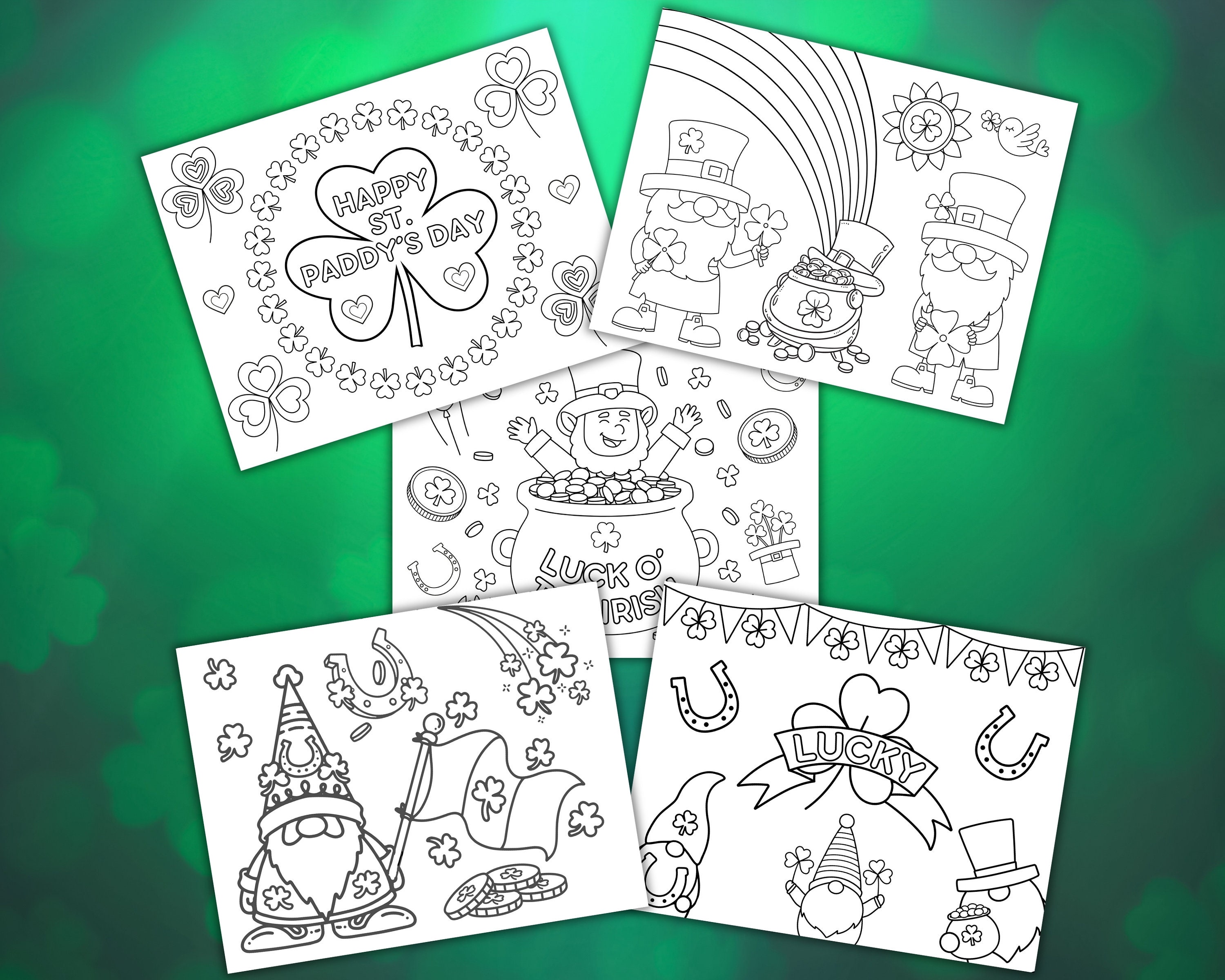 St Patrick's Day Coloring Pages, Printable Cute Leprechaun and Gnome ...