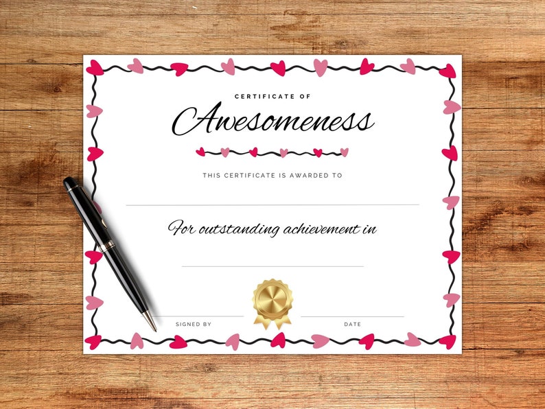Certificate of Awesomeness: Printable Achievement Award for Being ...