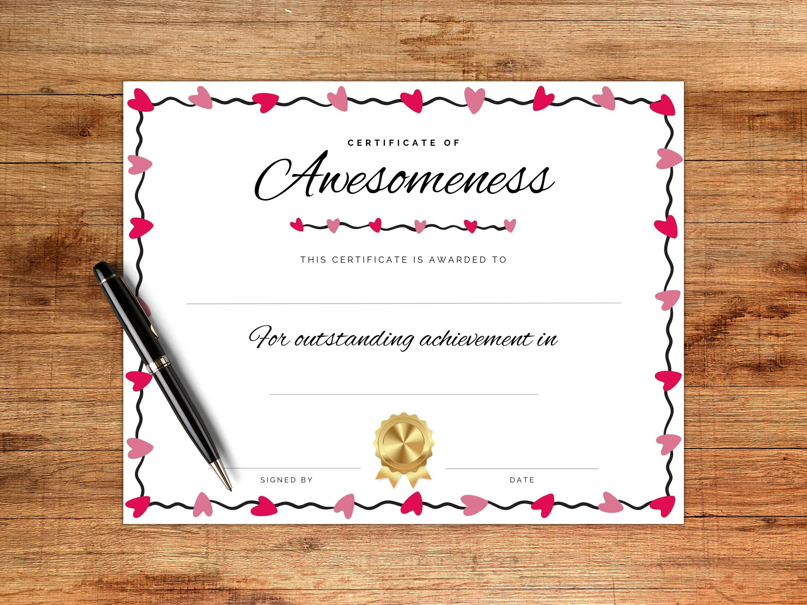 Certificate of Awesomeness: Printable Achievement Award for Being ...