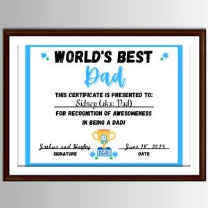Best Dad Certificate of Appreciation Template Printable, Best Father ...
