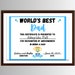 Best Dad Certificate of Appreciation Template Printable, Best Father ...