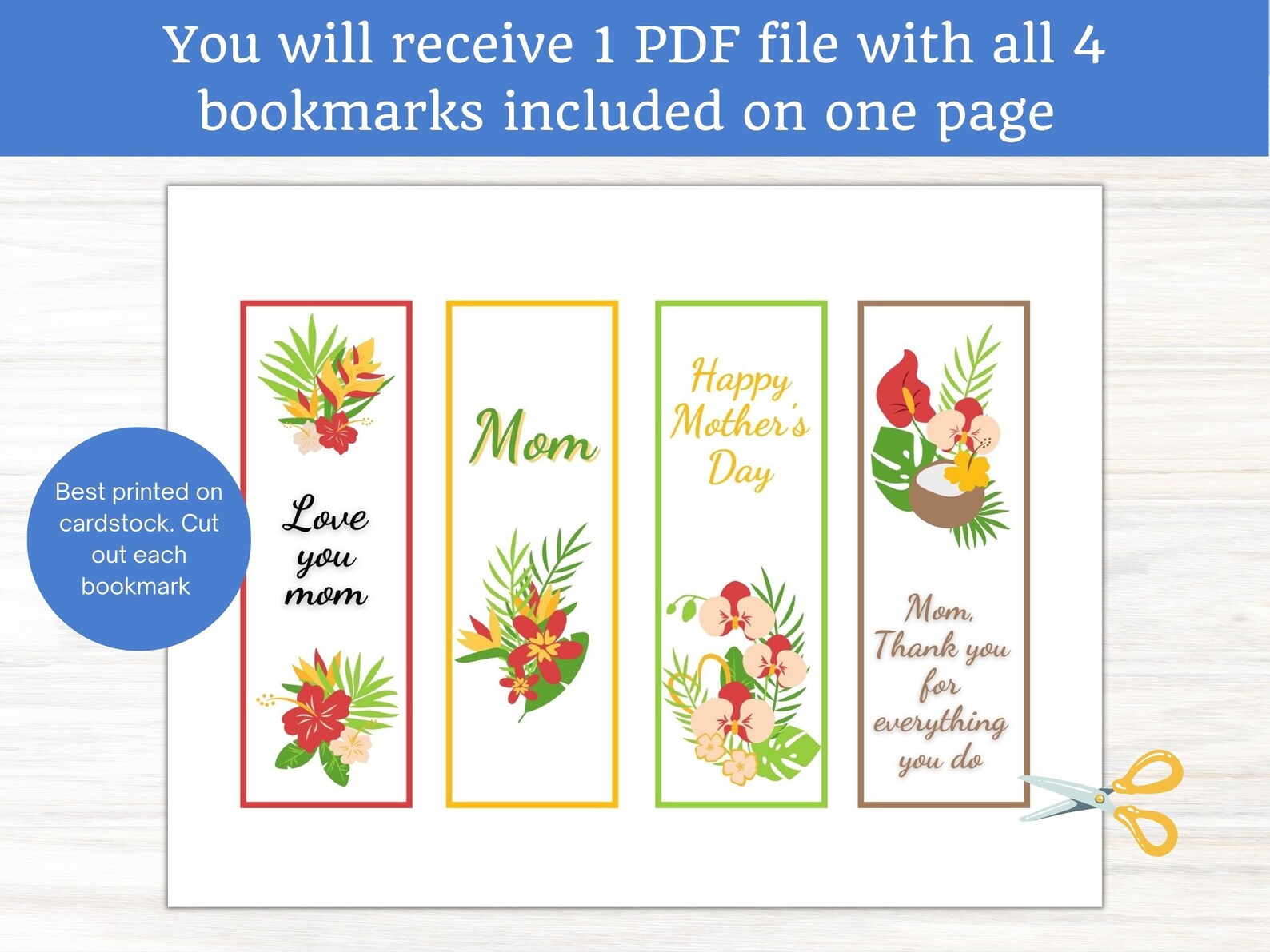 Mother's Day Bookmark Set, Happy Mothers Day Bookmarks, Mothers Day ...