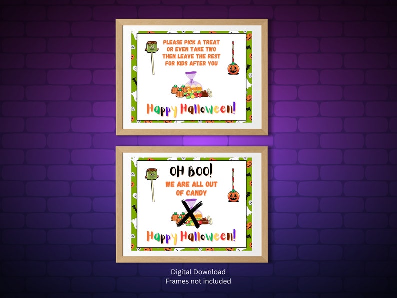 Halloween Candy Bowl Sign, Please Take One Sign, Trick or Treat Poster ...