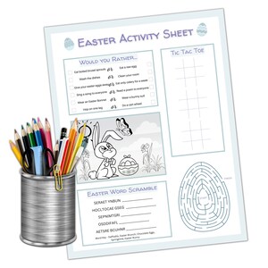 Easter Games Printable Including Easter Coloring, Tic Tac Toe, Word ...