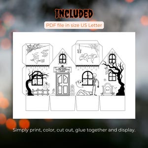 Haunted House Paper Craft to Color and Cut, Printable Halloween ...