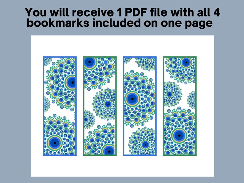 Mandala Artwork Printable Bookmarks, Unique Peacock Feather Mandala Dot ...