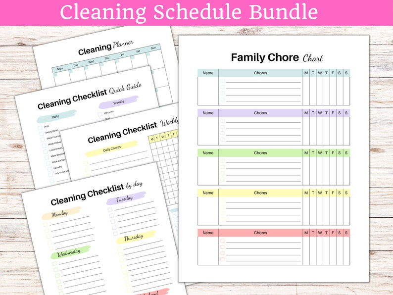 Cleaning Schedule, Cleaning Checklist Printable for Family, With Chore ...