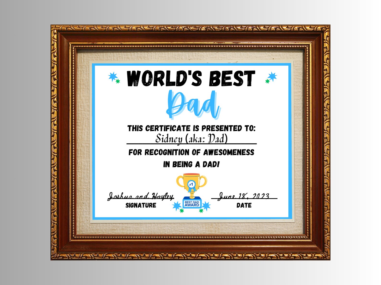 Best Dad Certificate of Appreciation Template Printable, Best Father ...