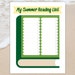 Summer Reading Tracker Printable, Reading Journal Planner Page , My ...