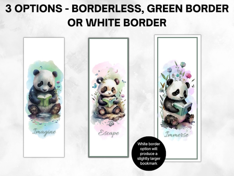 Panda Cute Bookmark Set, Printable Bookmarks With Panda Reading a Book ...