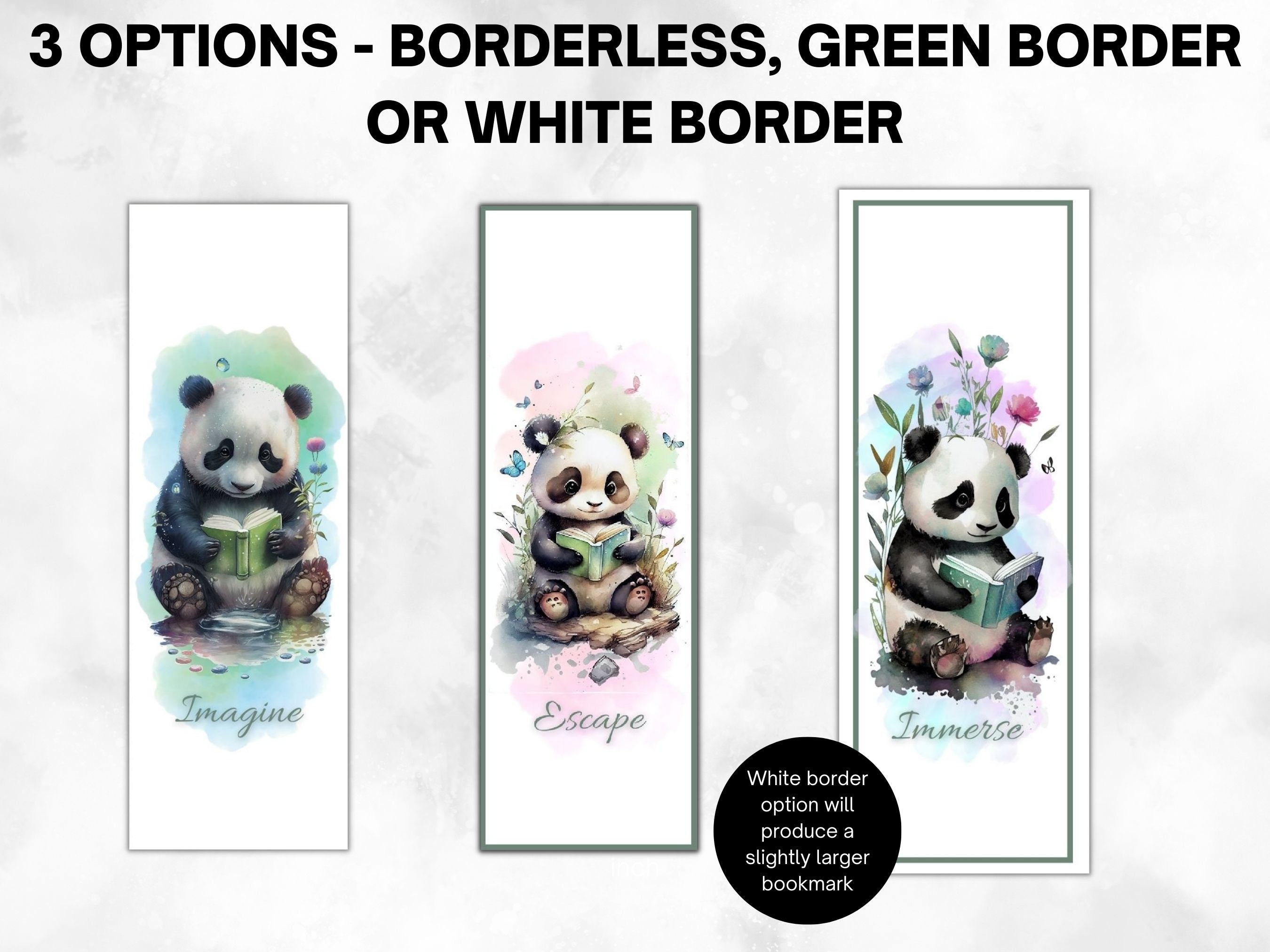 Panda Cute Bookmark Set, Printable Bookmarks With Panda Reading a Book ...