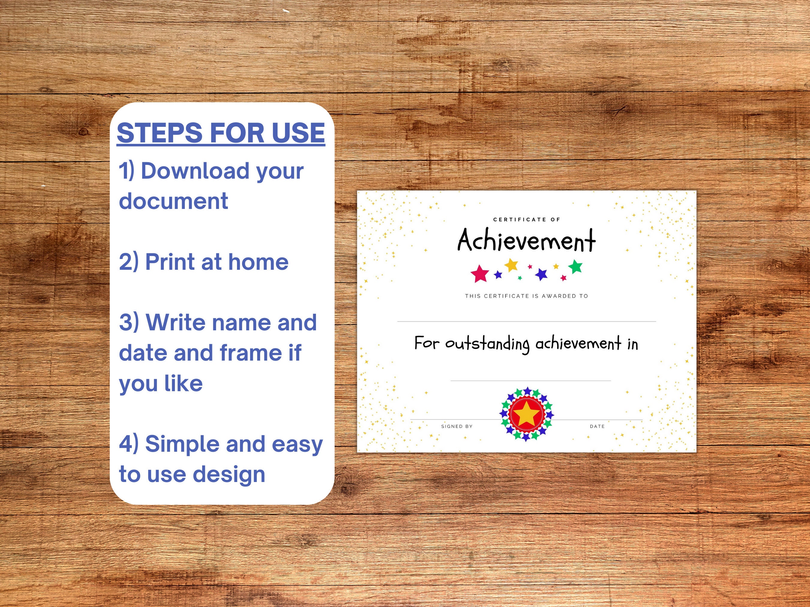 Achievement Award Printable: Classroom Certificate (digital Download ...