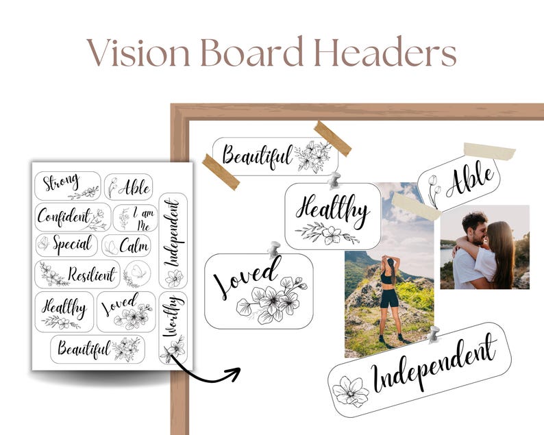 Printable Vision Board Kit With Coloring Templates and Ready-to-use ...