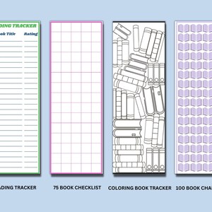 Reading Log Bookmark Set, Reading Tracker Bookmarks, 100 Book Challenge ...