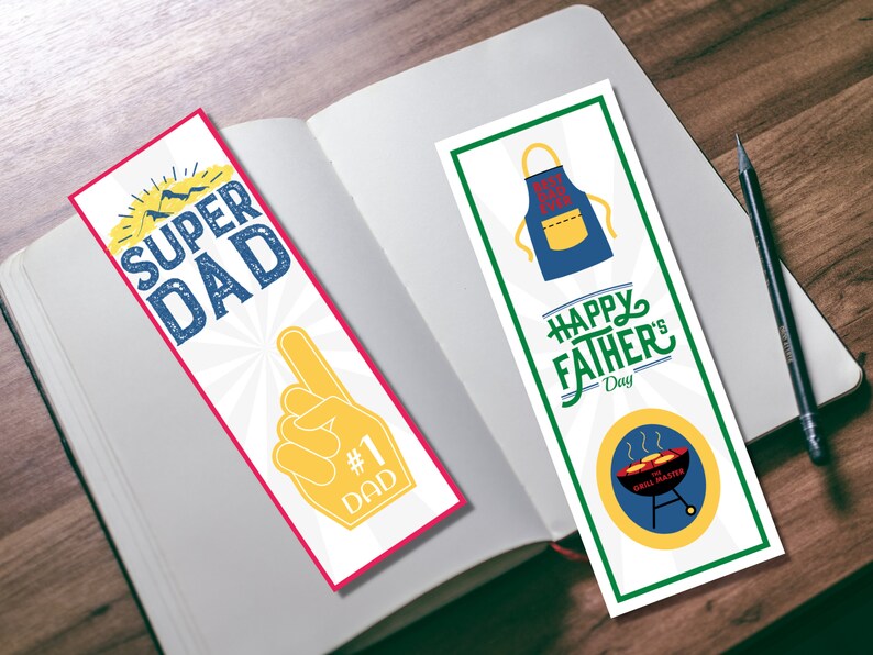 Father's Day Printable Bookmarks, Happy Fathers Day Bookmark Set, Gift ...