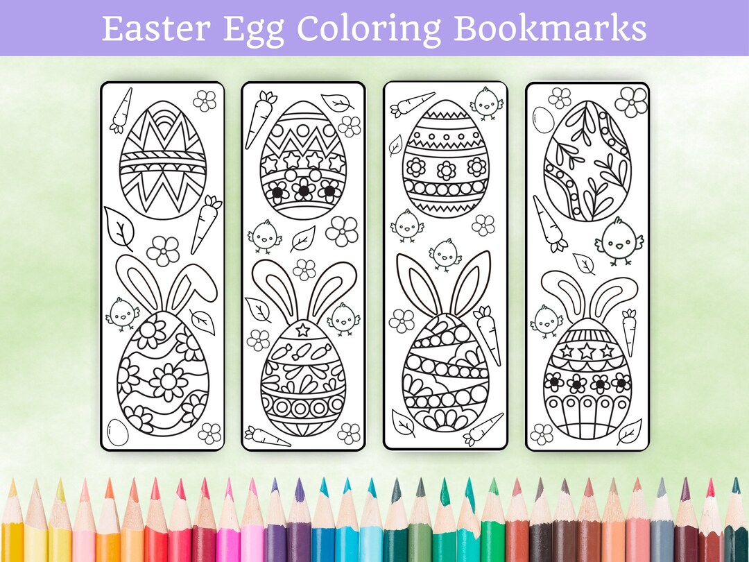 Printable Easter Bookmark Coloring Page for Kids, Easter Grayscale ...