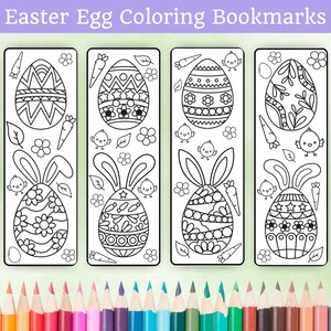 Printable Easter Bookmark Coloring Page for Kids, Easter Grayscale ...