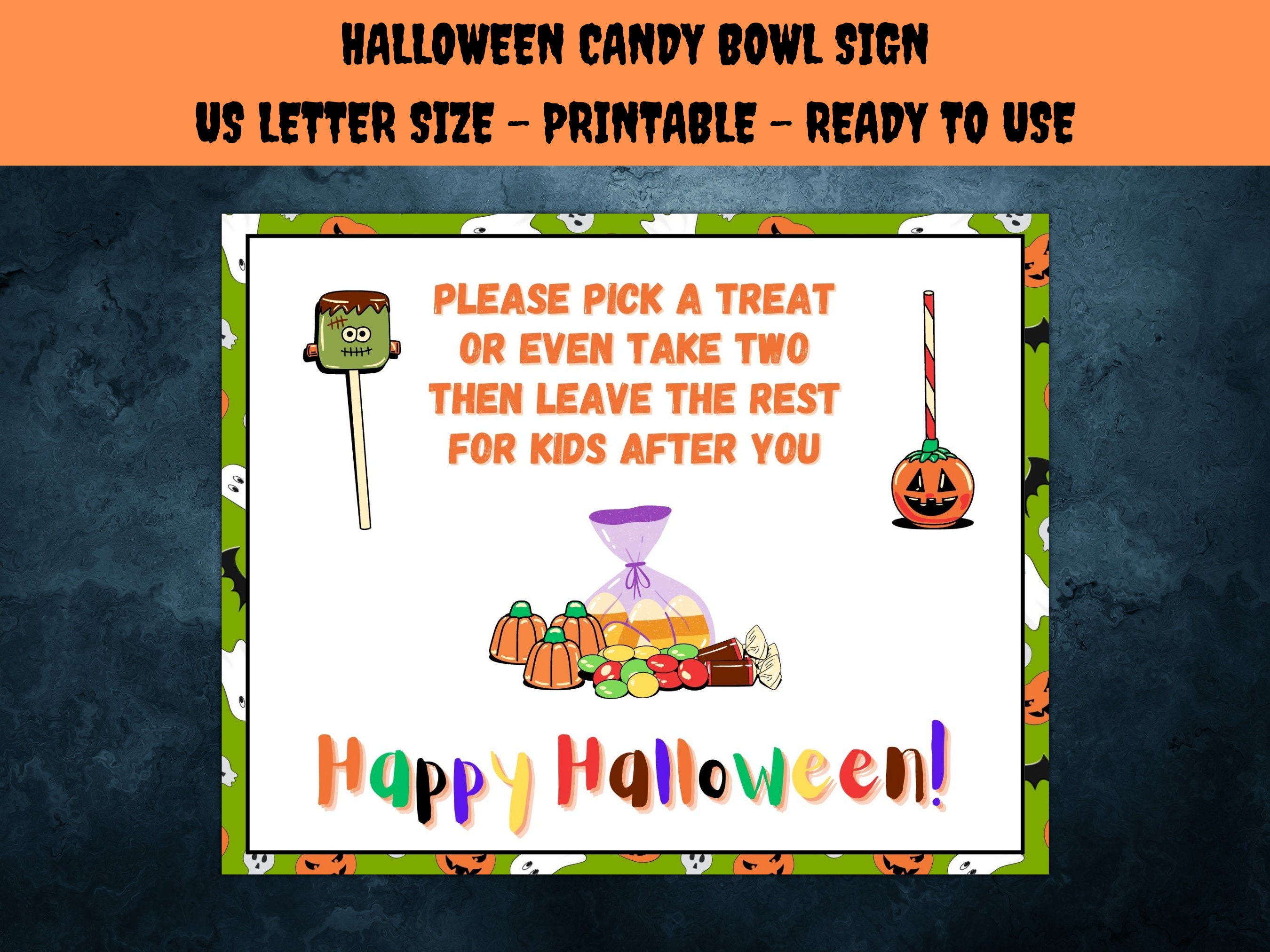 Halloween Candy Bowl Sign, Please Take One Sign, Trick or Treat Poster ...