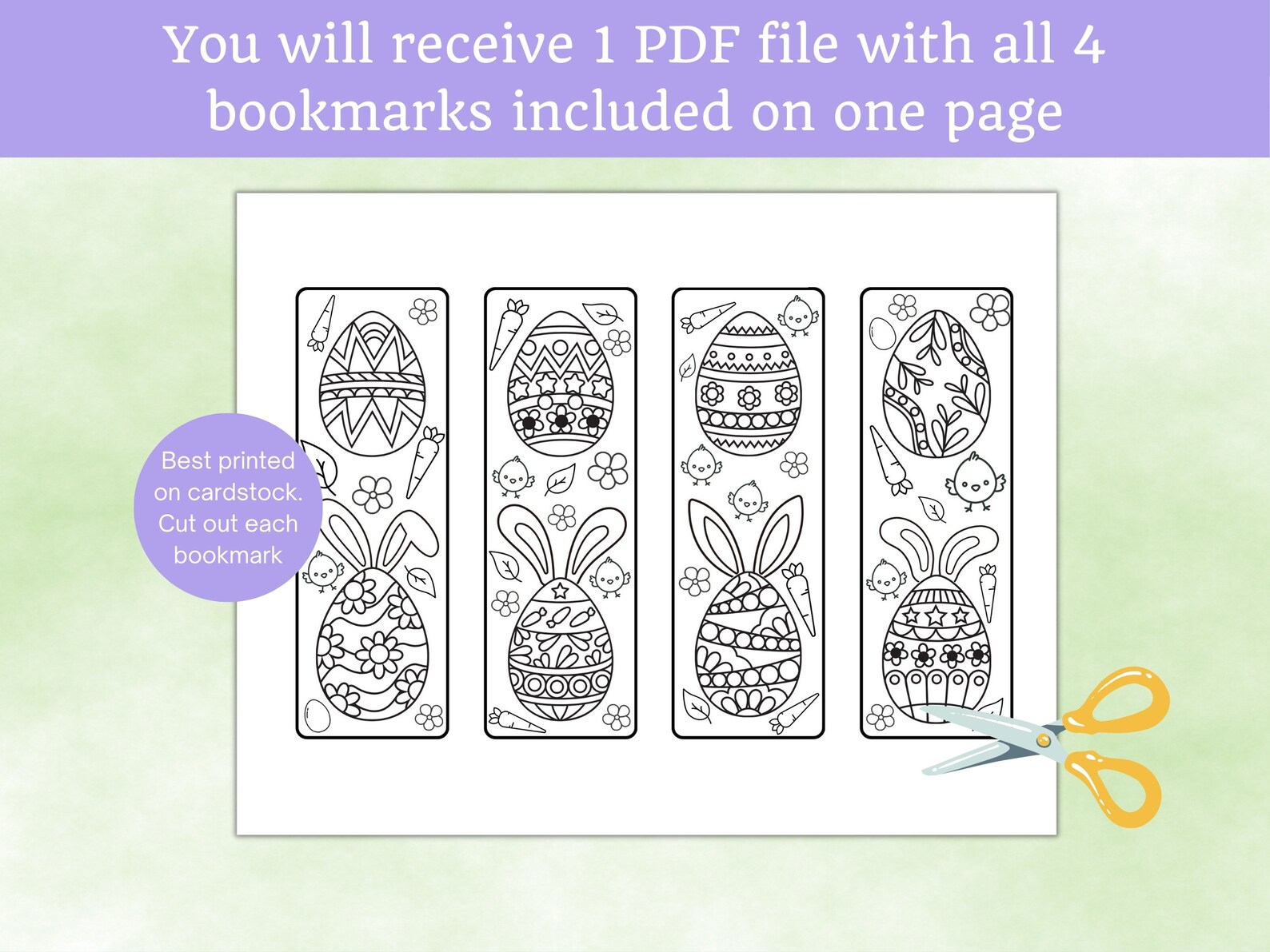 Printable Easter Bookmark Coloring Page for Kids, Easter Grayscale ...