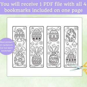Printable Easter Bookmark Coloring Page for Kids, Easter Grayscale ...