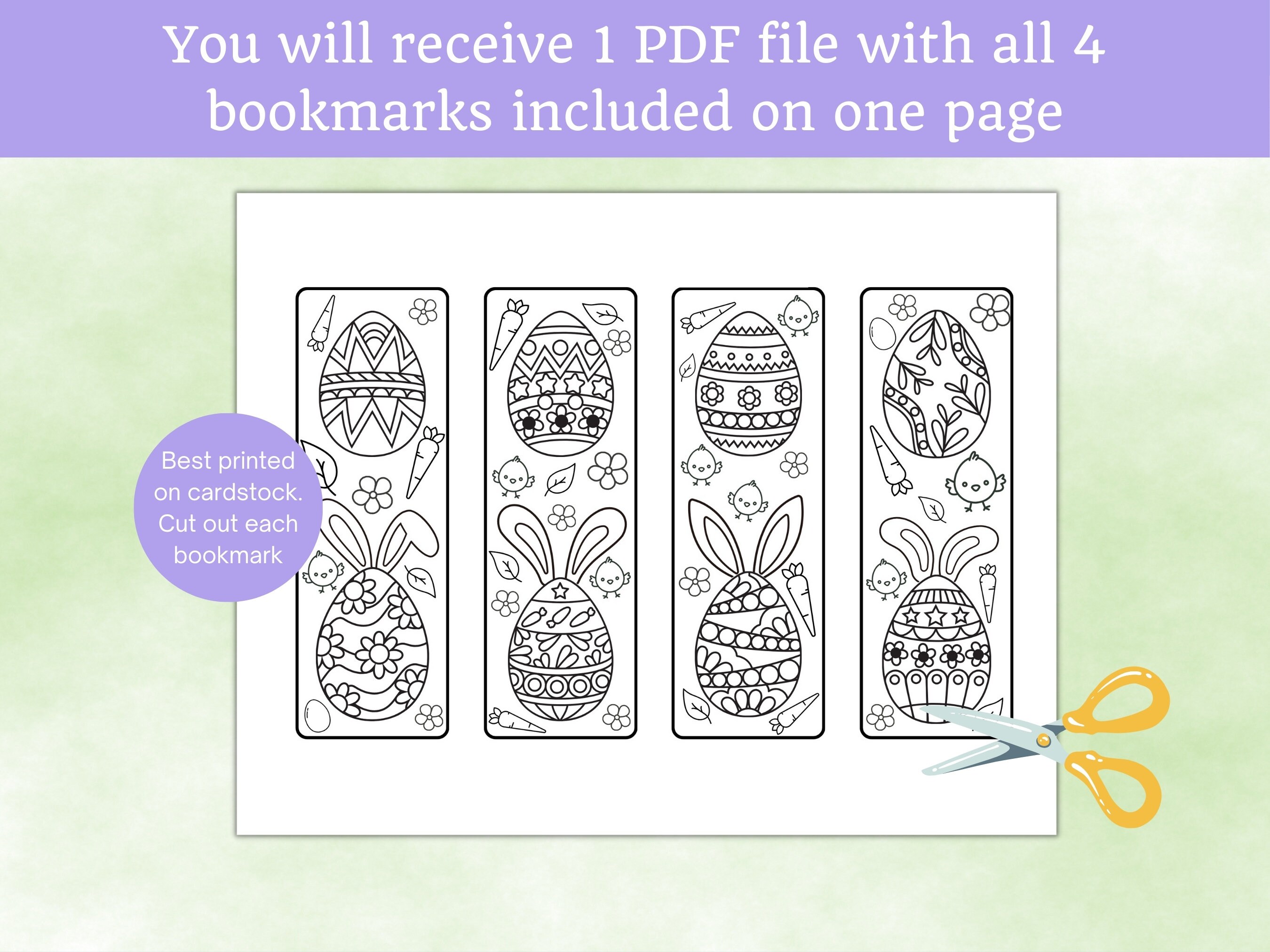 Printable Easter Bookmark Coloring Page for Kids, Easter Grayscale ...