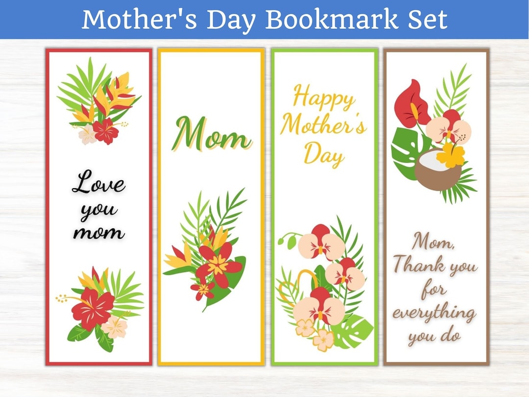 Mother's Day Bookmark Set, Happy Mothers Day Bookmarks, Mothers Day ...