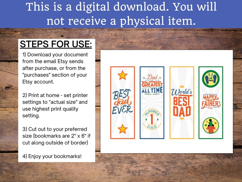 Father's Day Printable Bookmark Set: Perfect Gift for Dad, Happy ...