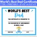 Best Dad Certificate of Appreciation Template Printable, Best Father ...